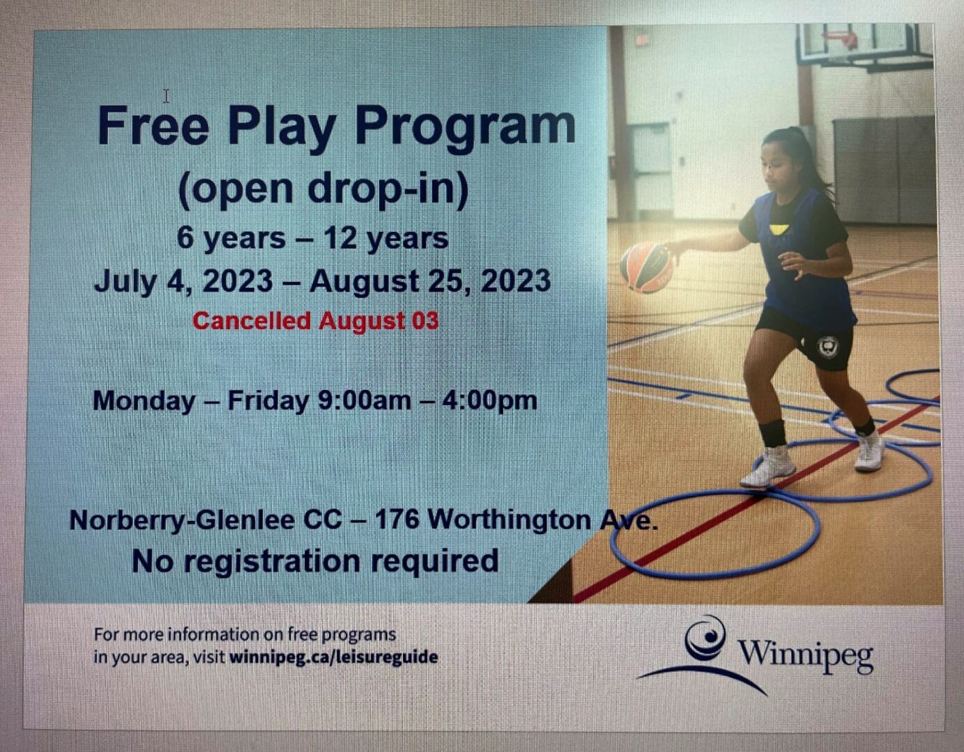 City of Winnipeg Free Summer Play Program – Norberry-Glenlee Community ...